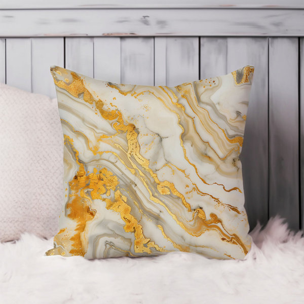 Ethan Taylor Abstract Golden Geode Crystals Marble XVIII Modern | Wayfair