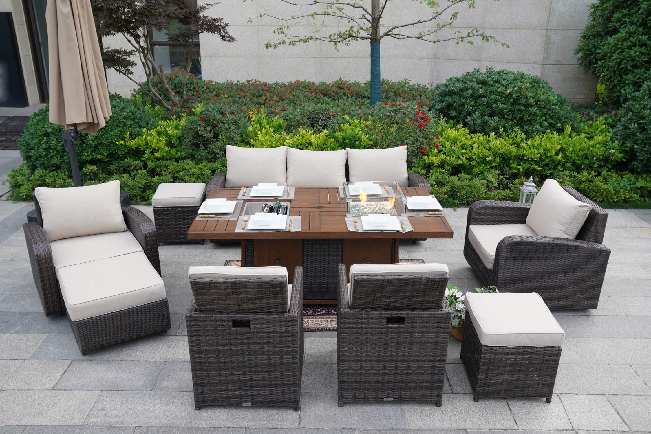 DirectWicker 10 - Person Outdoor Seating Group with Cushions | Wayfair
