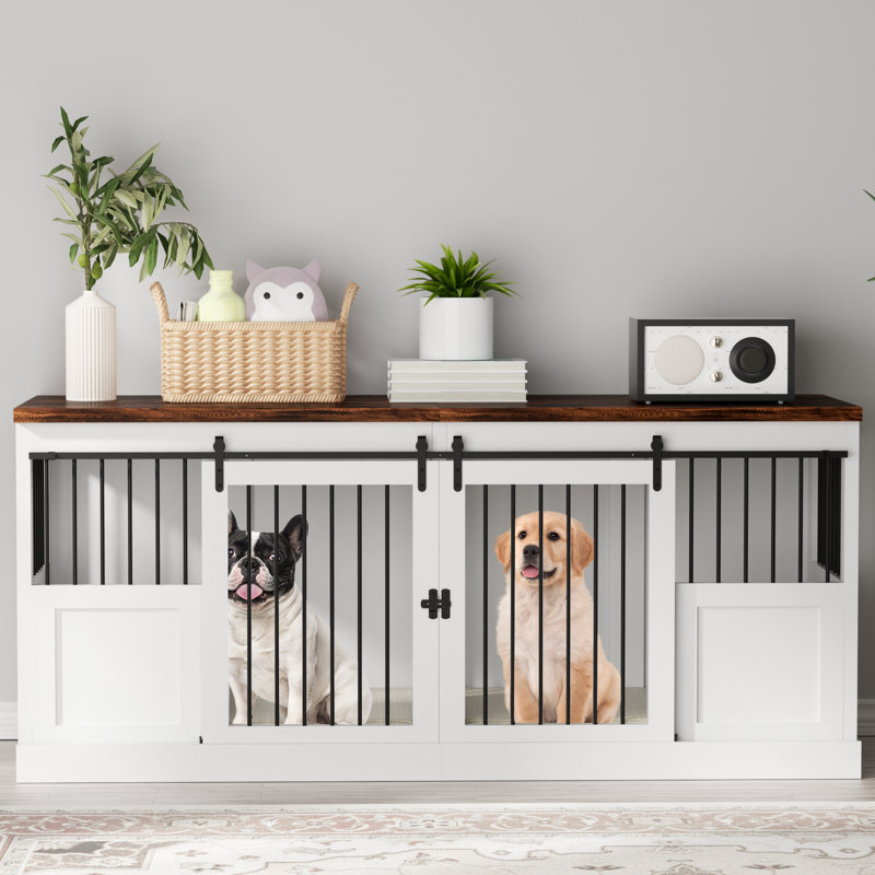 Tucker Murphy Pet™ 70.86‘’ Large Dog Crate Furniture, Wooden Dog Kennel ...