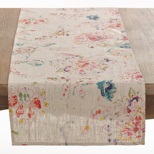 August Grove® Waskom Rectangle Floral Easter Linen Table Runner ...