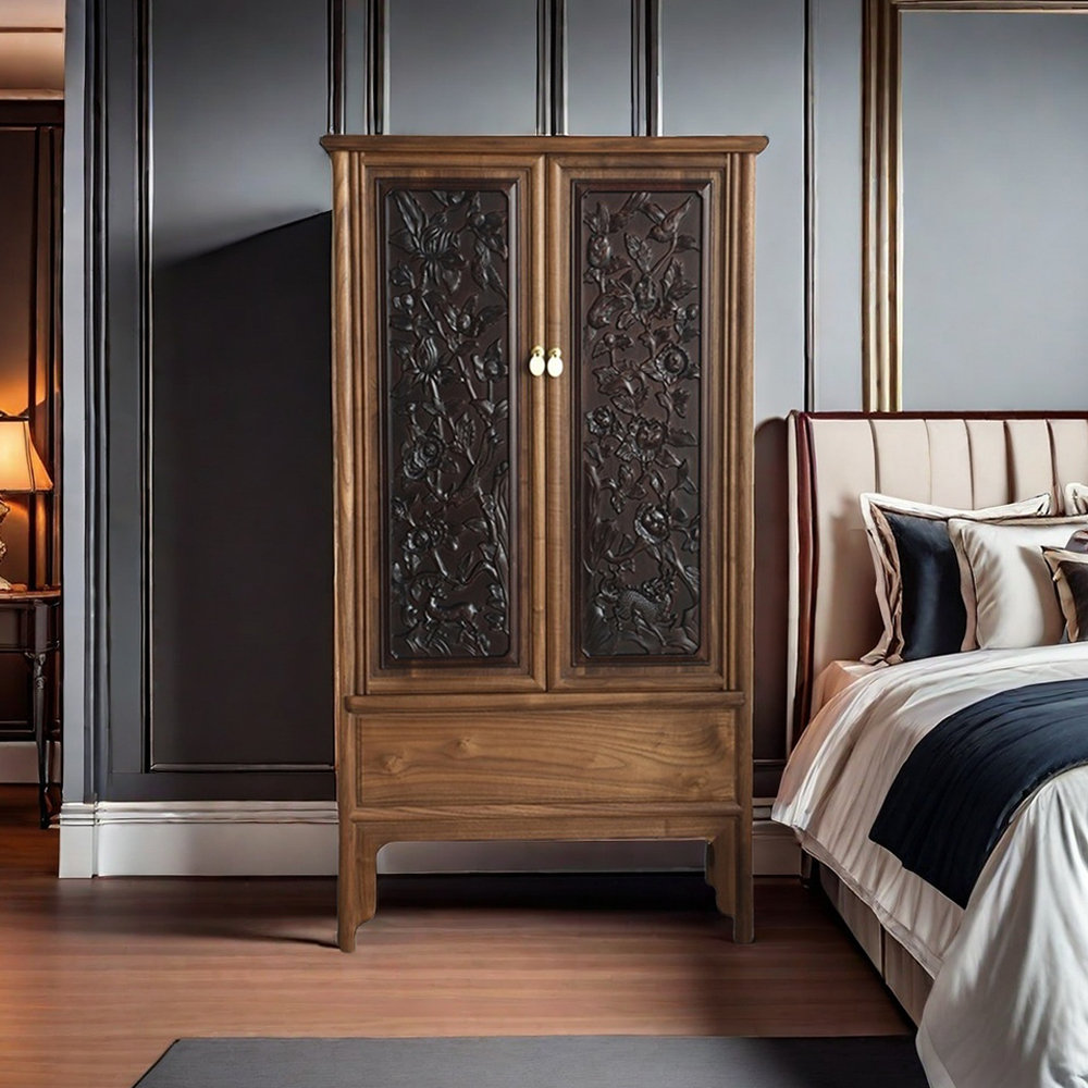 Parttlion Chinese style carved retro exquisite wardrobe | Wayfair