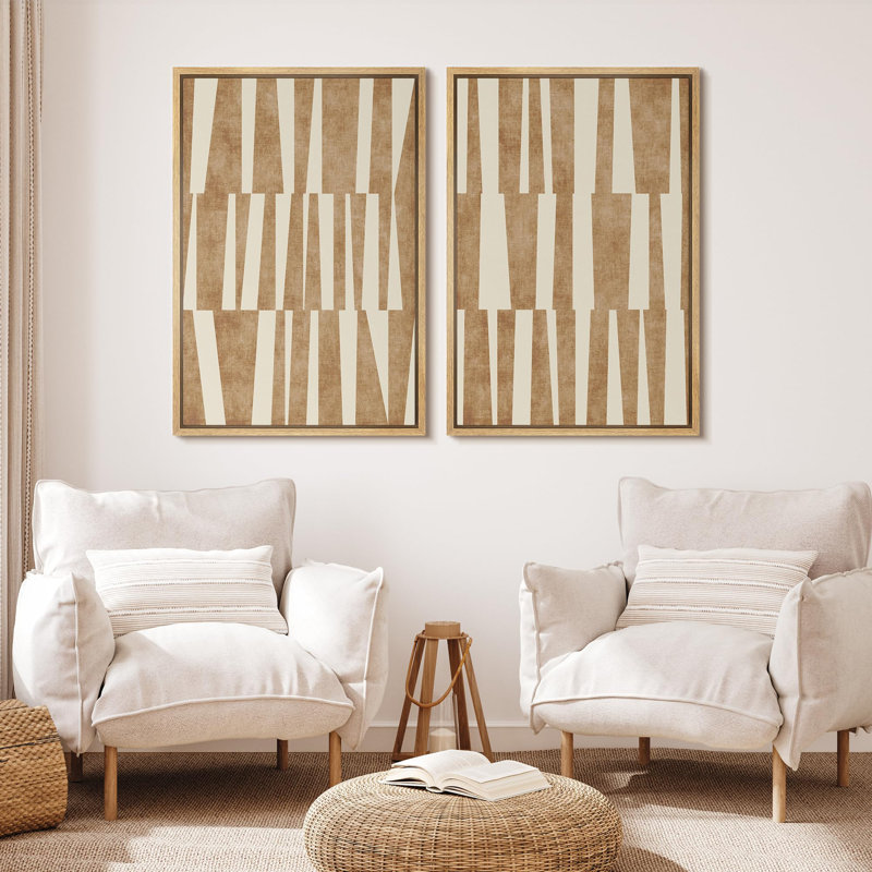 wall26 " Set Taupe Tones Modern Geometric Abstract " 2 - Pieces on ...