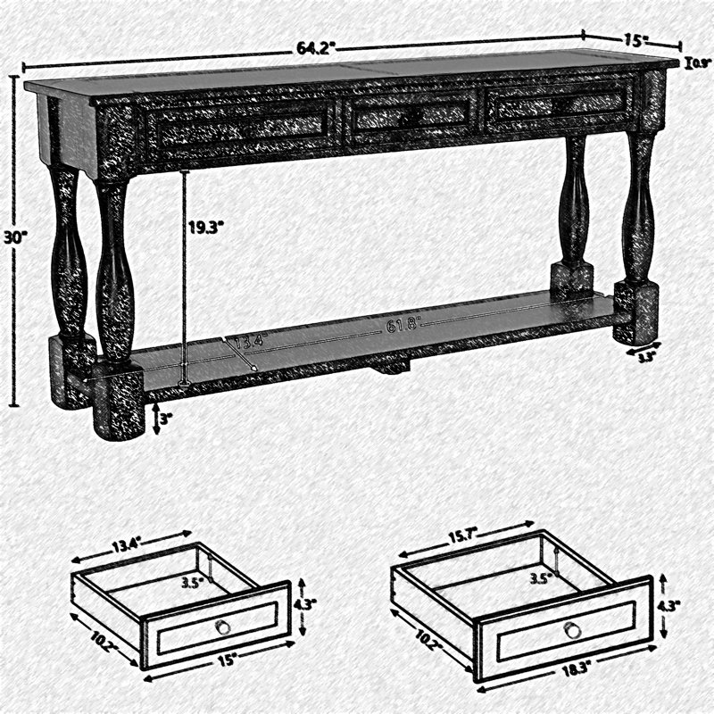 Charlton Home® Ashala 64.21'' Console Table | Wayfair
