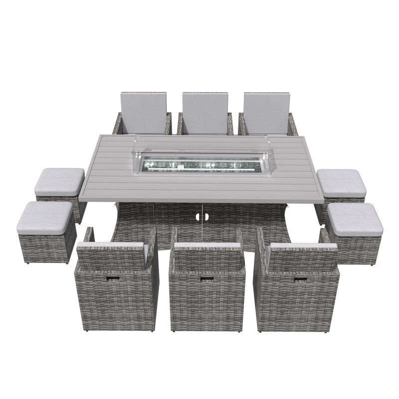Wade Logan® Bentlei 10 - Person Rectangular Outdoor Dining Set with ...