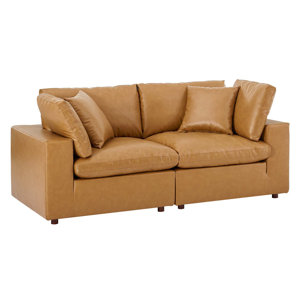 Modway Commix Down Filled Overstuffed Vegan Leather, Loveseat | Wayfair