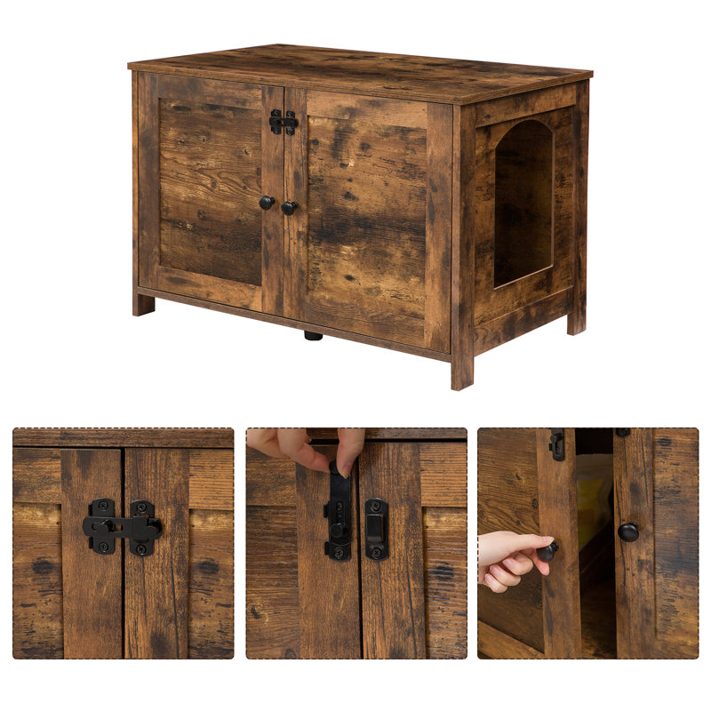 Tucker Murphy Pet™ Cat Litter Box Enclosure Furniture Hidden with Latch ...