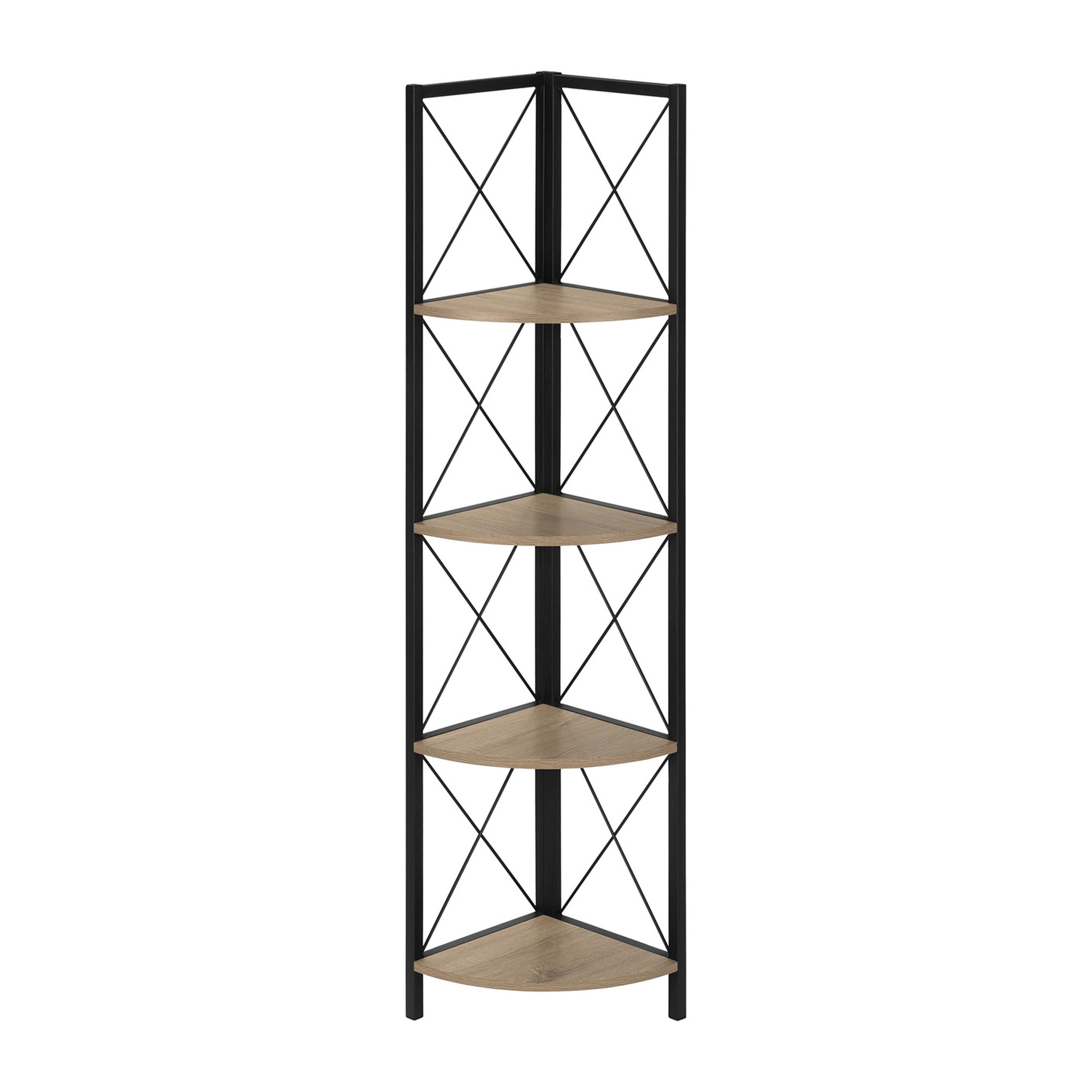 Benjara Fexy 59 Inch Corner Etagere Bookcase, 4 Tier Display Shelves ...