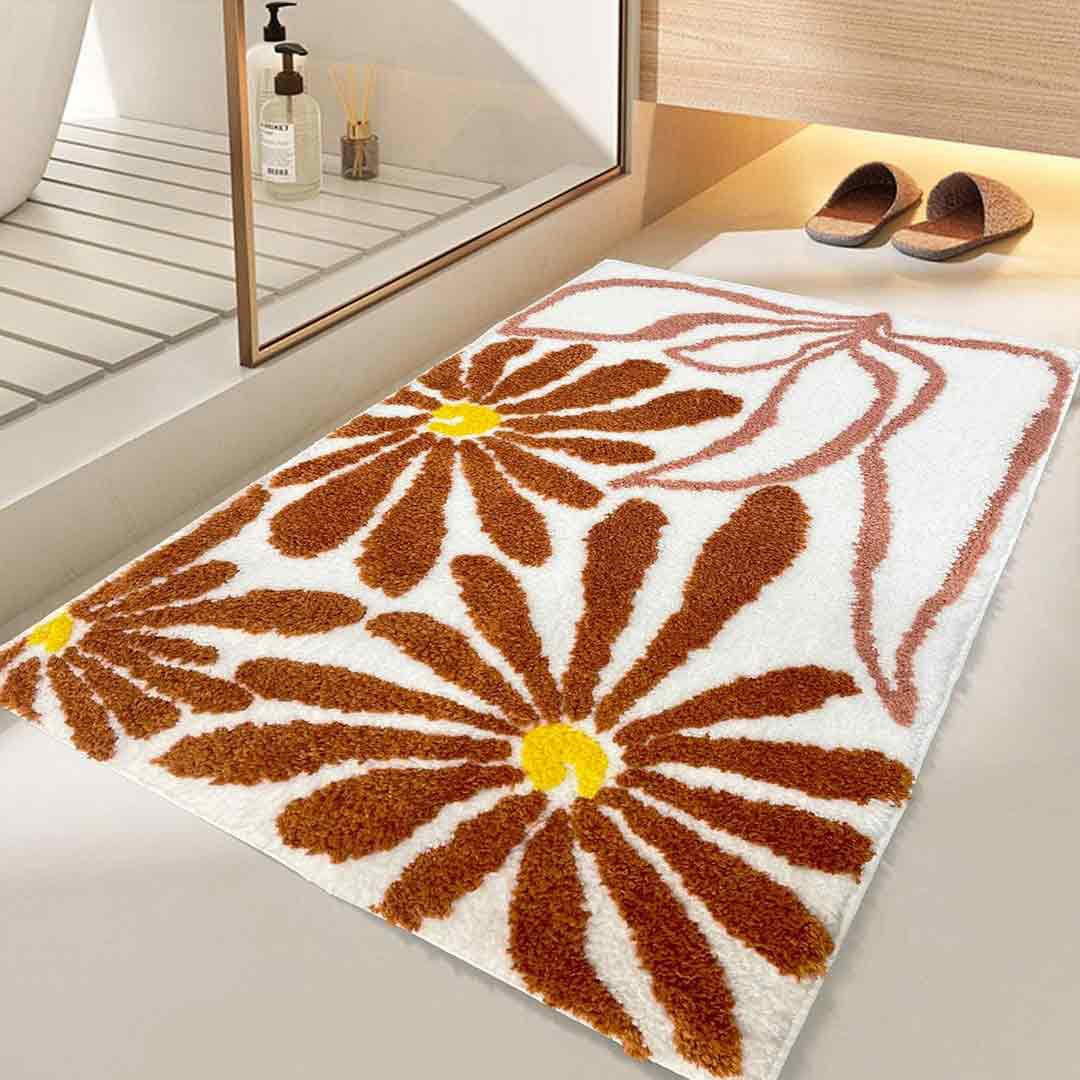 Red Barrel Studio® Daisy Plush Bathroom Rugs, Cute Flower Decor Rug For ...