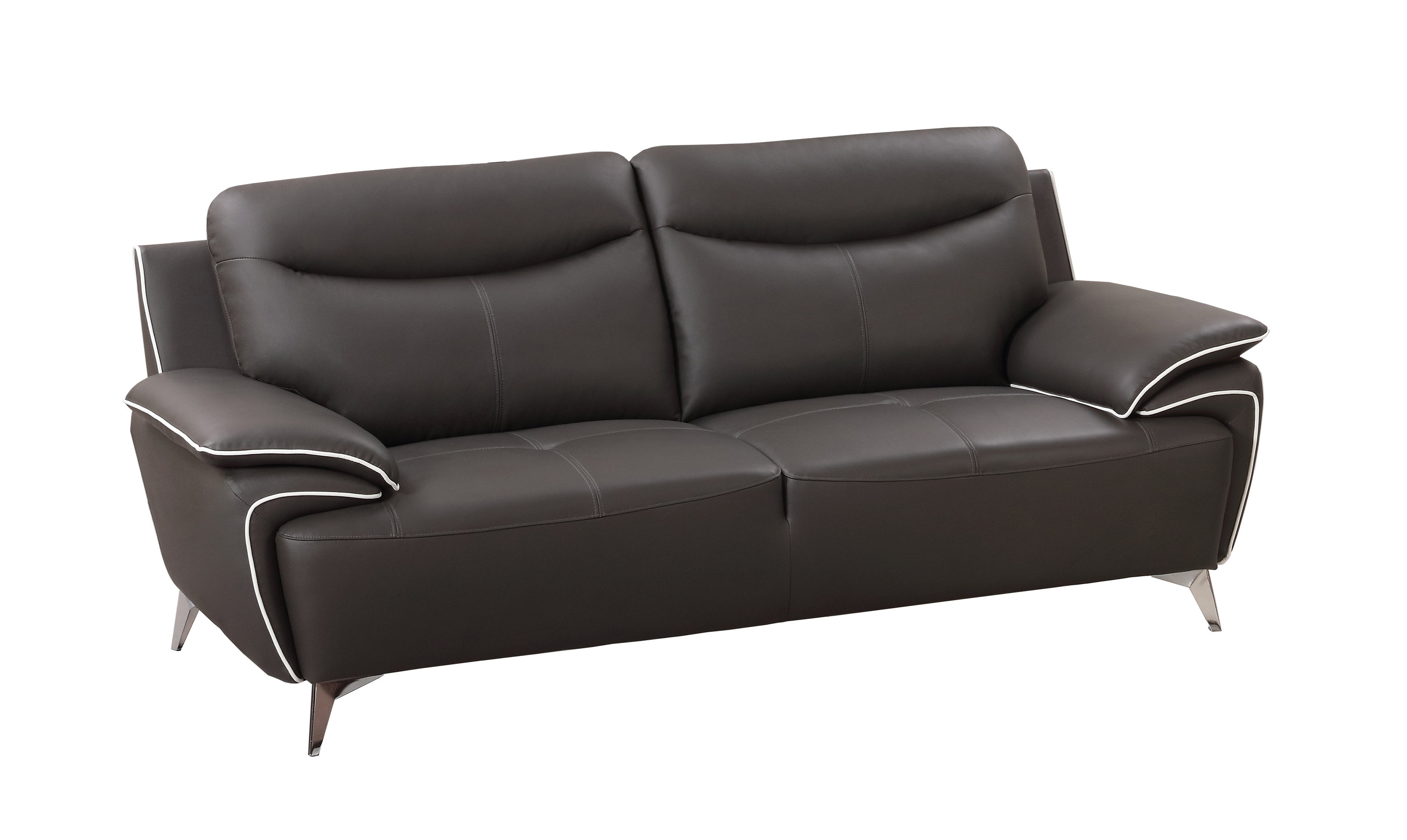 Orren Ellis EK531 Dark Tan Leather Sofa | Wayfair
