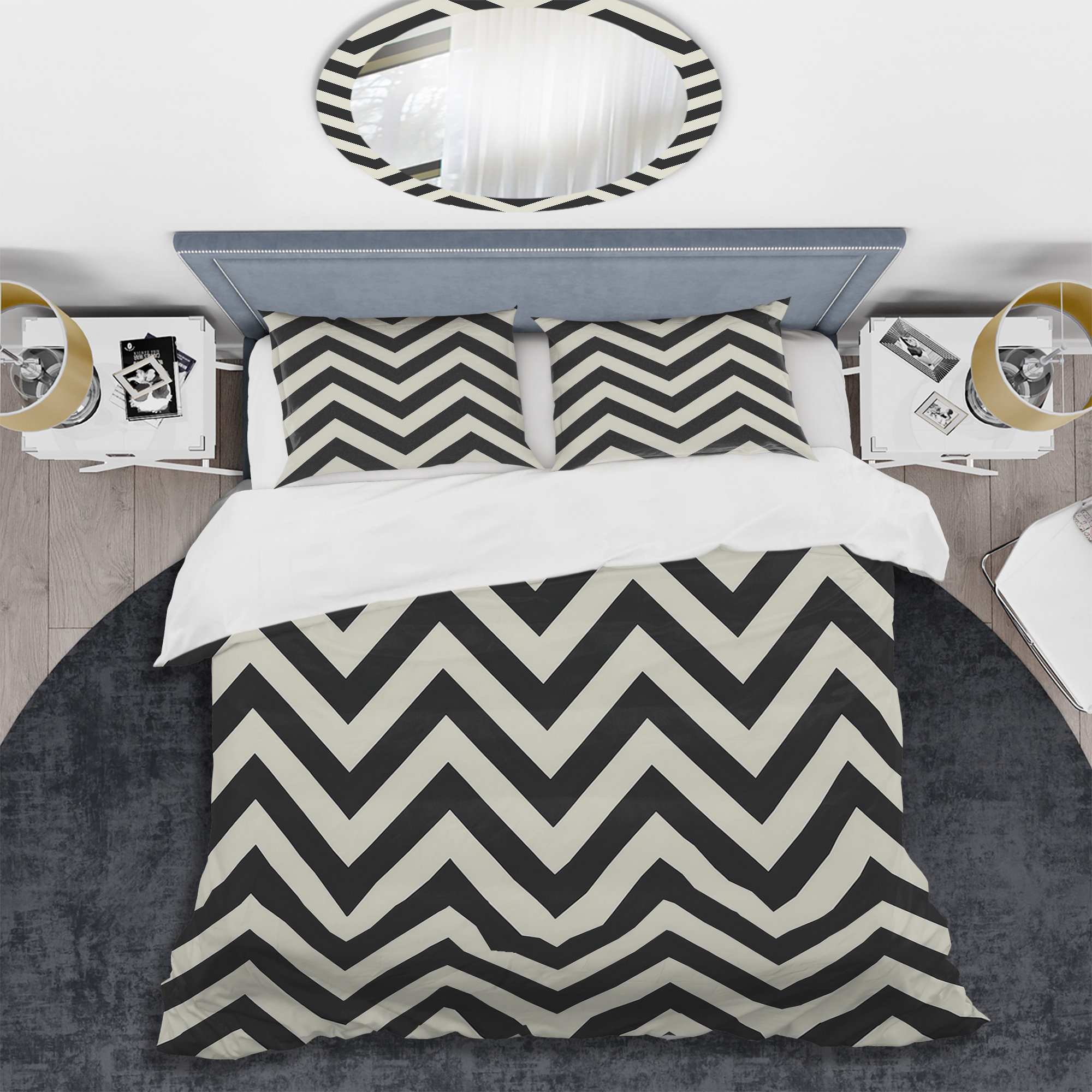 grey chevron bedding