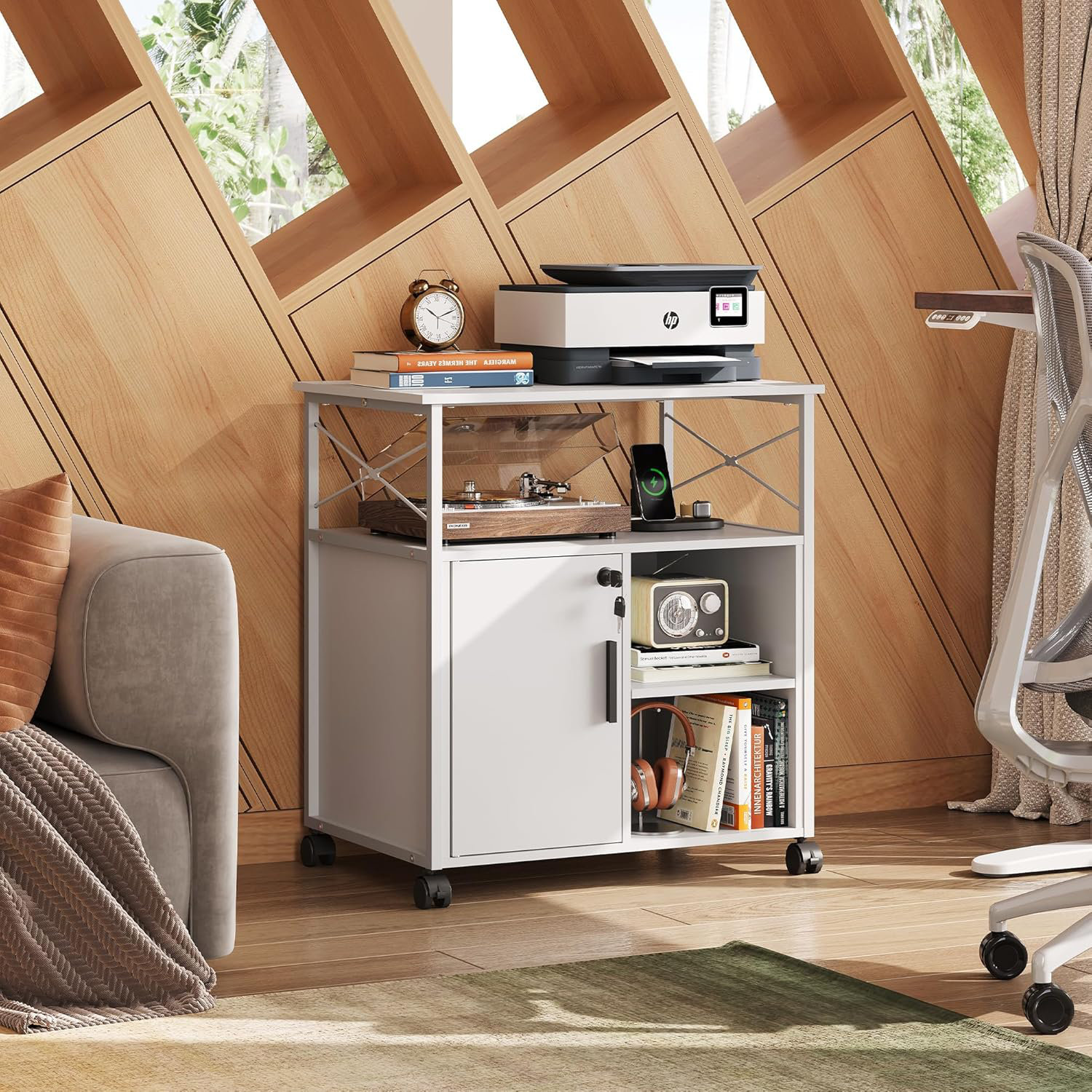 CHUANGWENYI File Cabinet With Charging Station, Lockable Lateral Filing ...