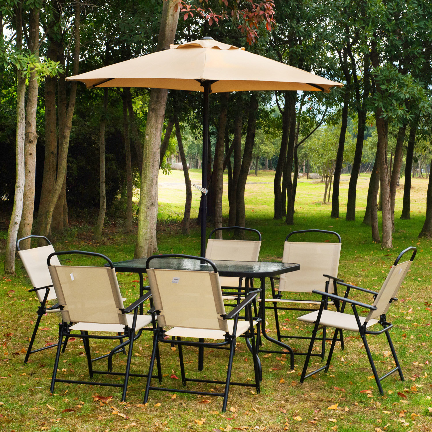 Alcott Hill Kesha 8pcs Garden Dining Set Outdoor Patio Furniture 6 ...