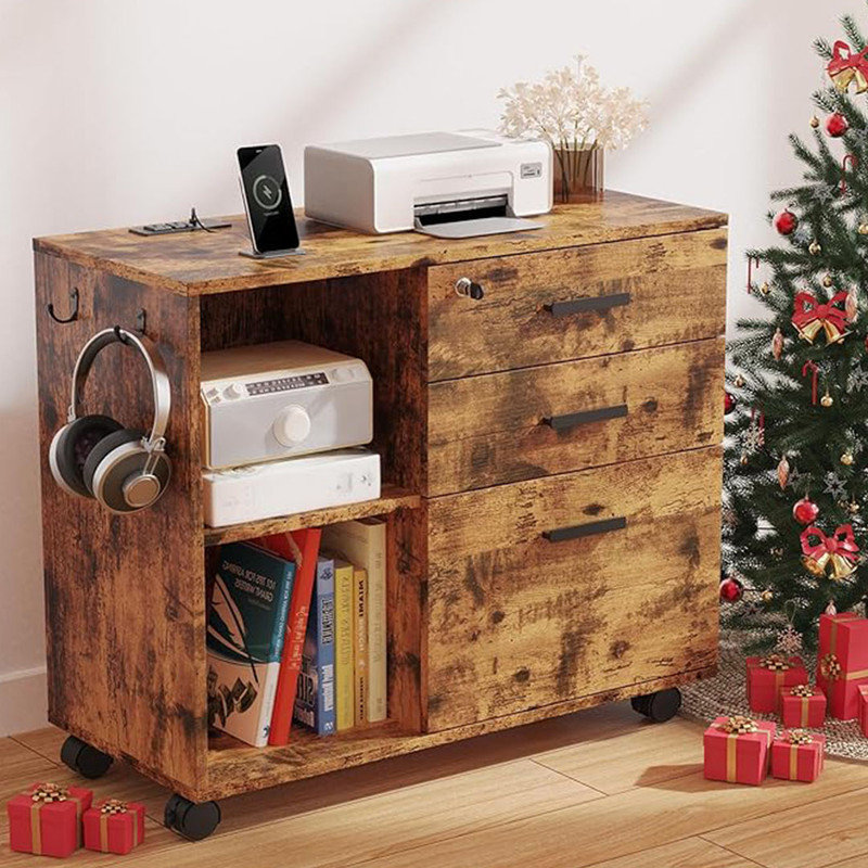 Loon Peak® 3 Drawer File Cabinets with USB Charging Port and Lock ...