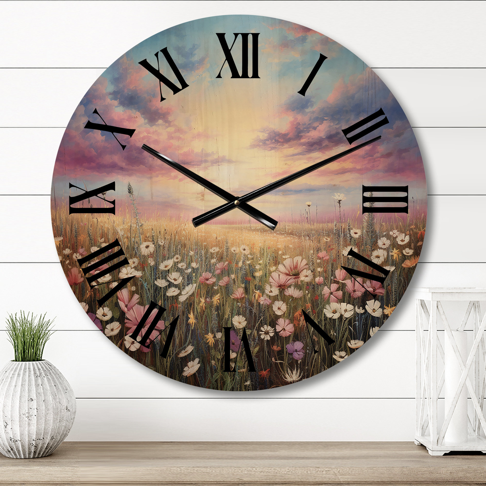 East Urban Home Pink White Wildflowers Fields of Serenity - Floral ...