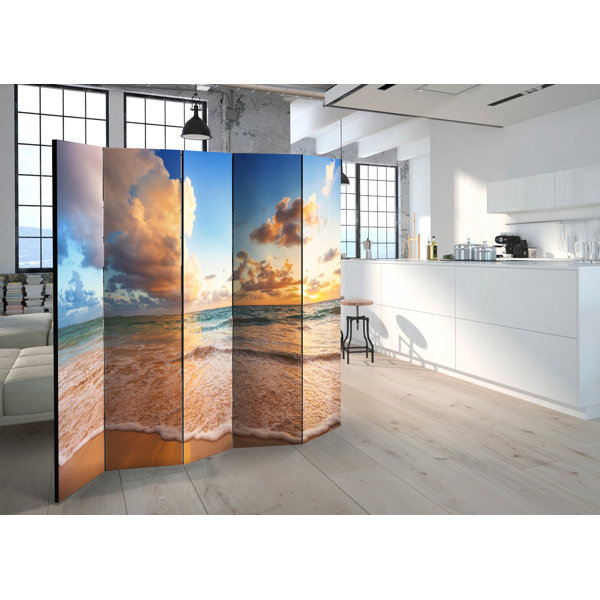 East Urban Home 225cm W x 172cm H 5 - PanelOne Sided Room Divider ...