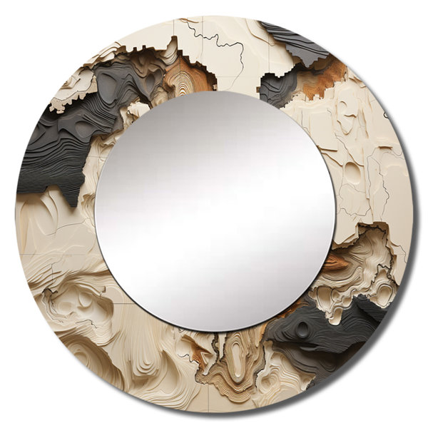 DesignArt Beige And Brown African River Collage - Abstract Shapes Round ...