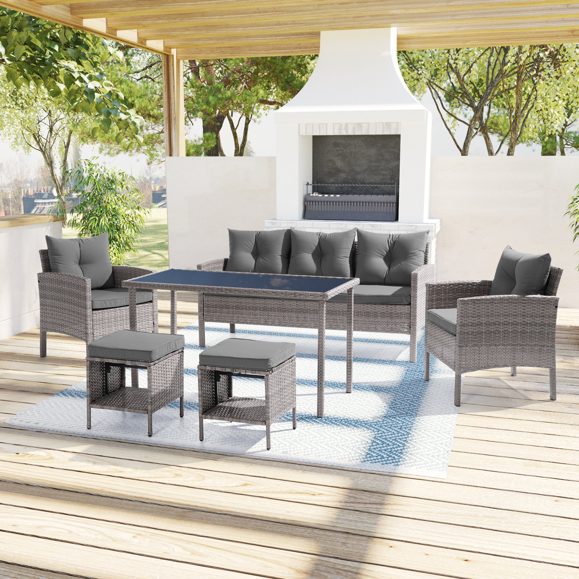 Winston Porter Perianne 5 - Person Outdoor Seating Group with Cushions ...