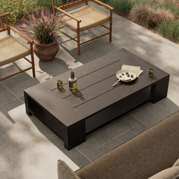 AllModern Boston Roca Outdoor Metal Coffee Table-Bronze | Wayfair