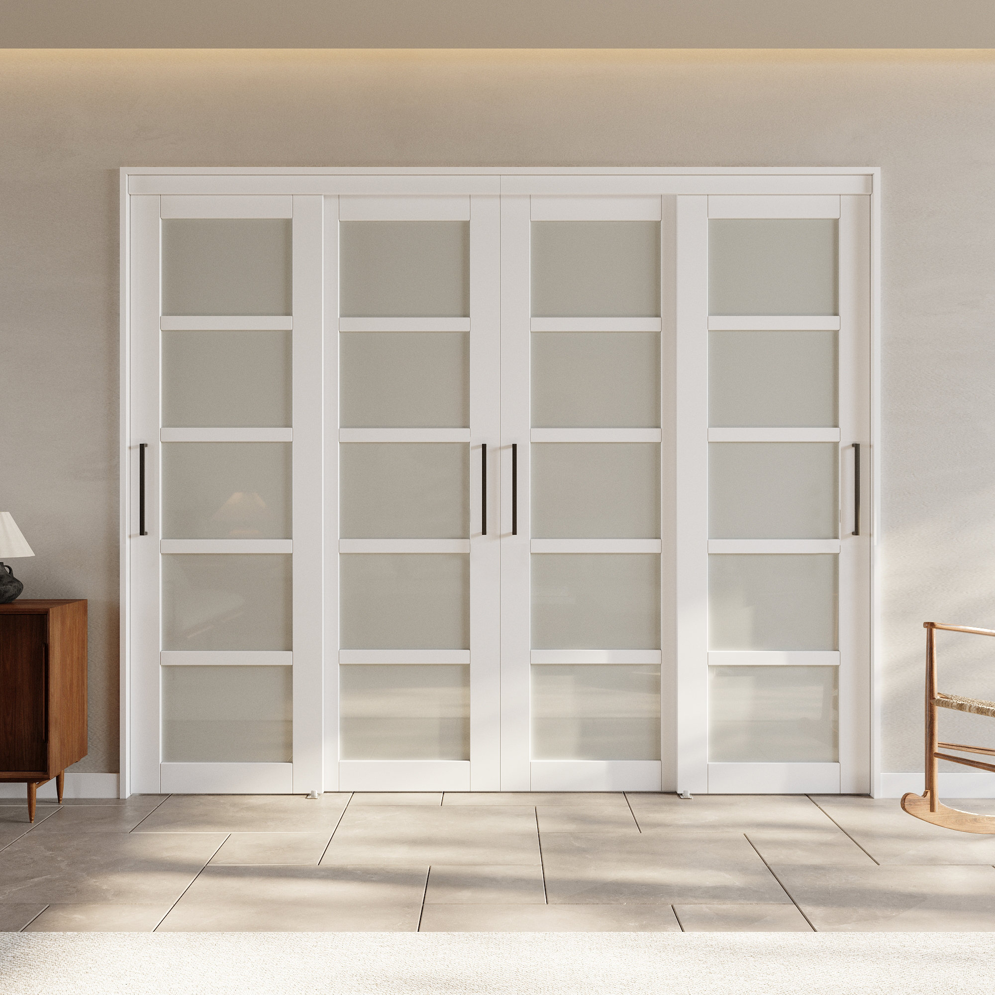 ARK DESIGN 80 in. 5-Lite Frosted Glass Room Divider Sliding Closet ...