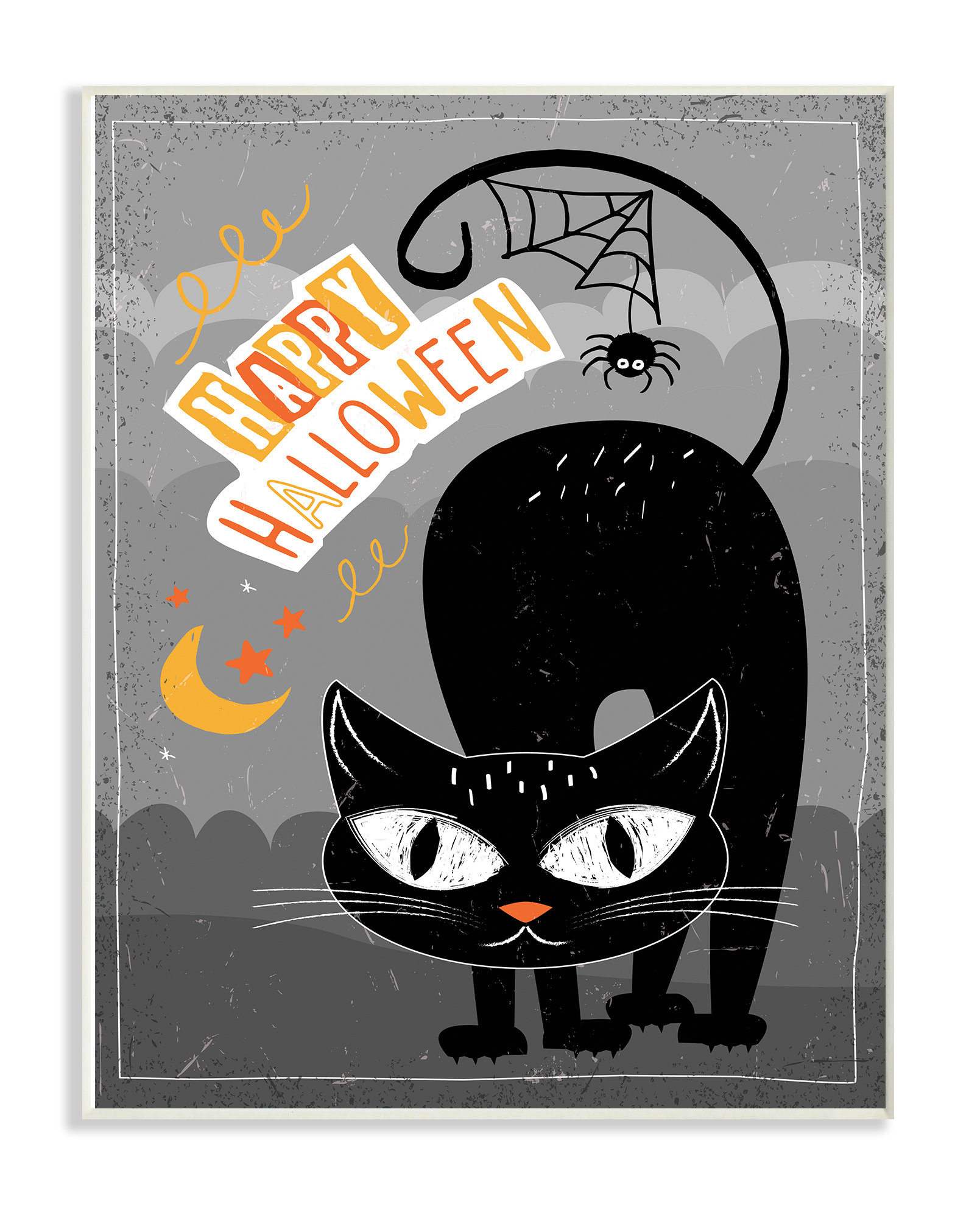 The Holiday Aisle® 'Happy Halloween Black Cat with Spider Web Tail ad ...