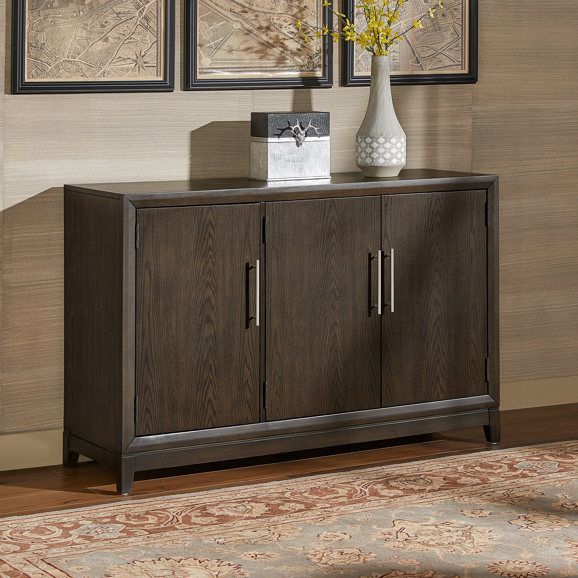 Lark Manor™ Burholme Brown Finish 3-Door Buffet Server With Wine ...