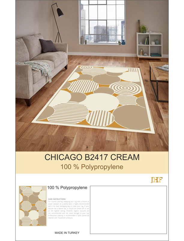 JENIN HOME FURNISHING CHICAGO RUG 3'X5' 0B2417 CREAM | Wayfair