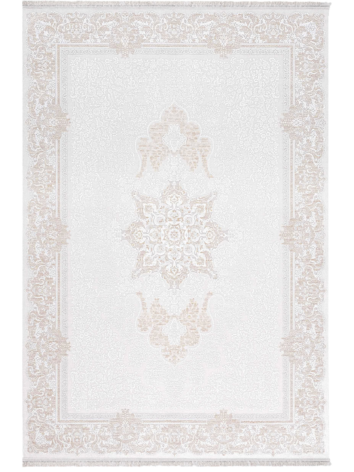 Fleur De Lis Living Beige Bordered Area Rug, Machine Made using Acrylic ...
