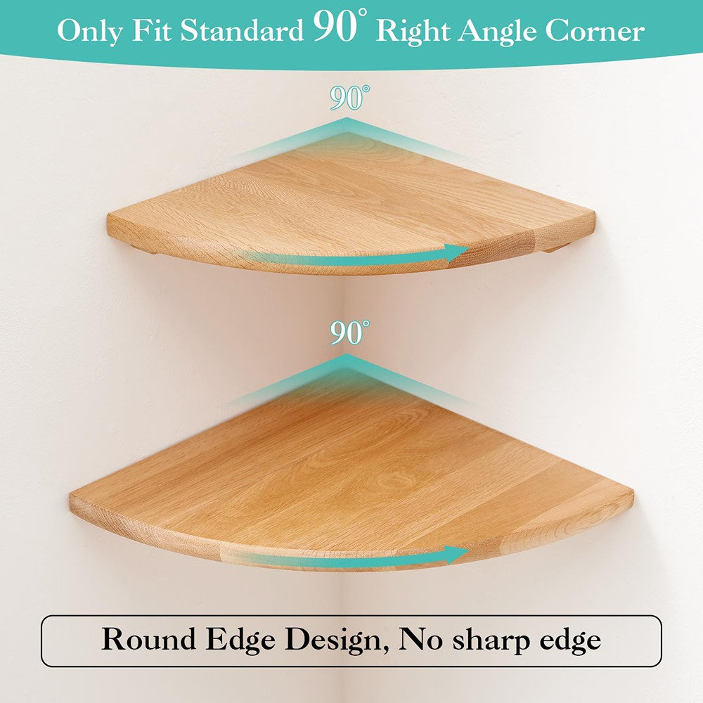 Latitude Run® Oak Corner Shelf 10 Inches Natural Wood Floating Corner ...