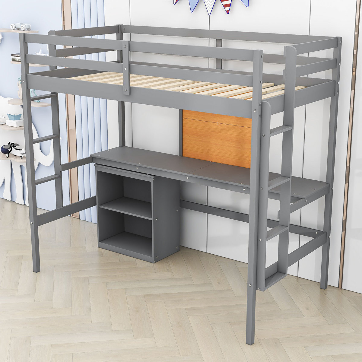 Harriet Bee Hayott Loft Bed Bed with Built-in-Desk by Harriet Bee | Wayfair