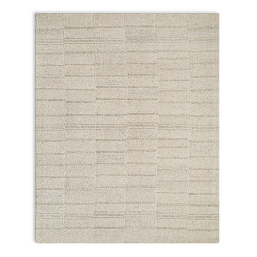Rectangle Demie Striped Handmade Tufted Wool Area Rug in Gray/Beige ...
