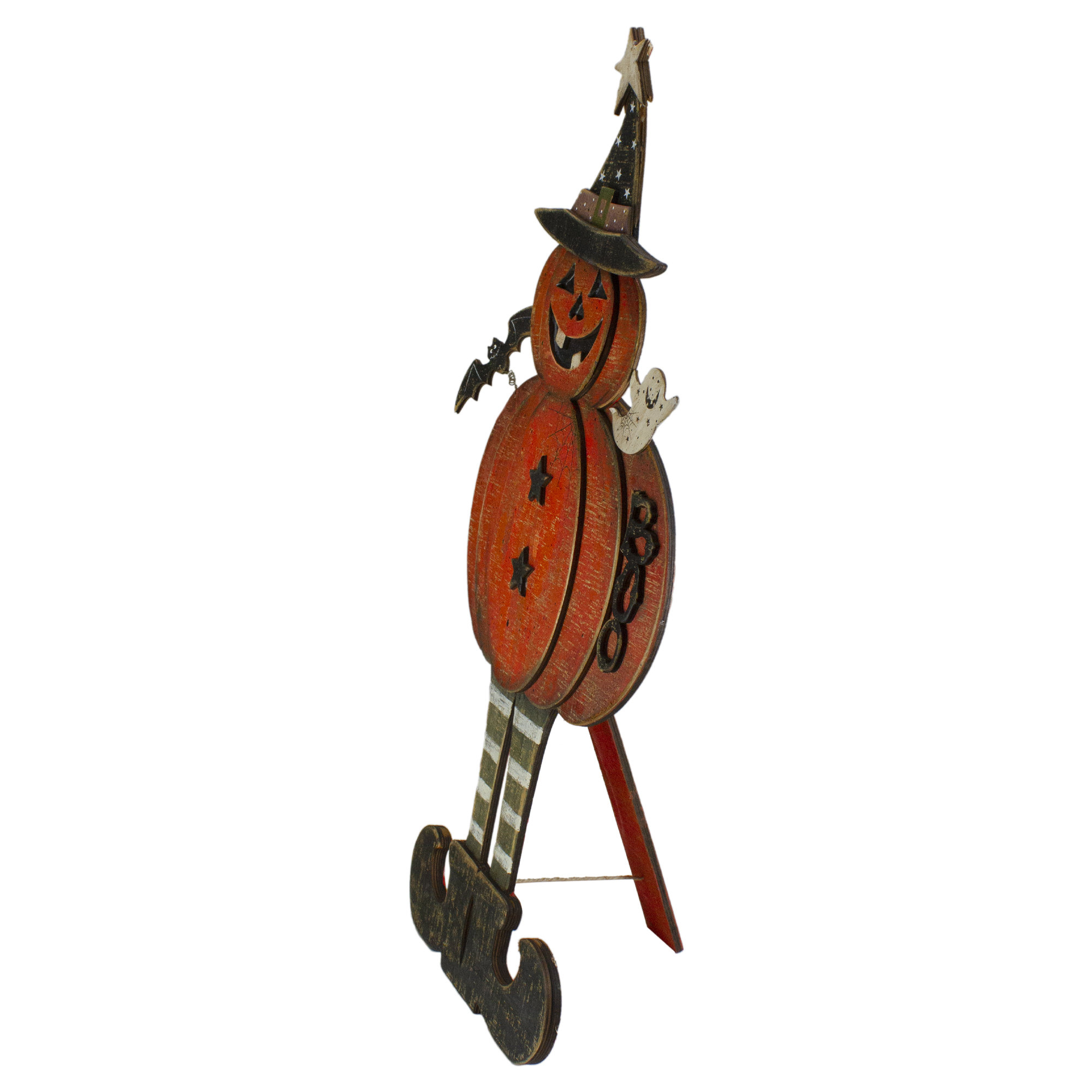Northlight Seasonal 28" Lighted Standing Pumpkin With A Ghost And Bat ...