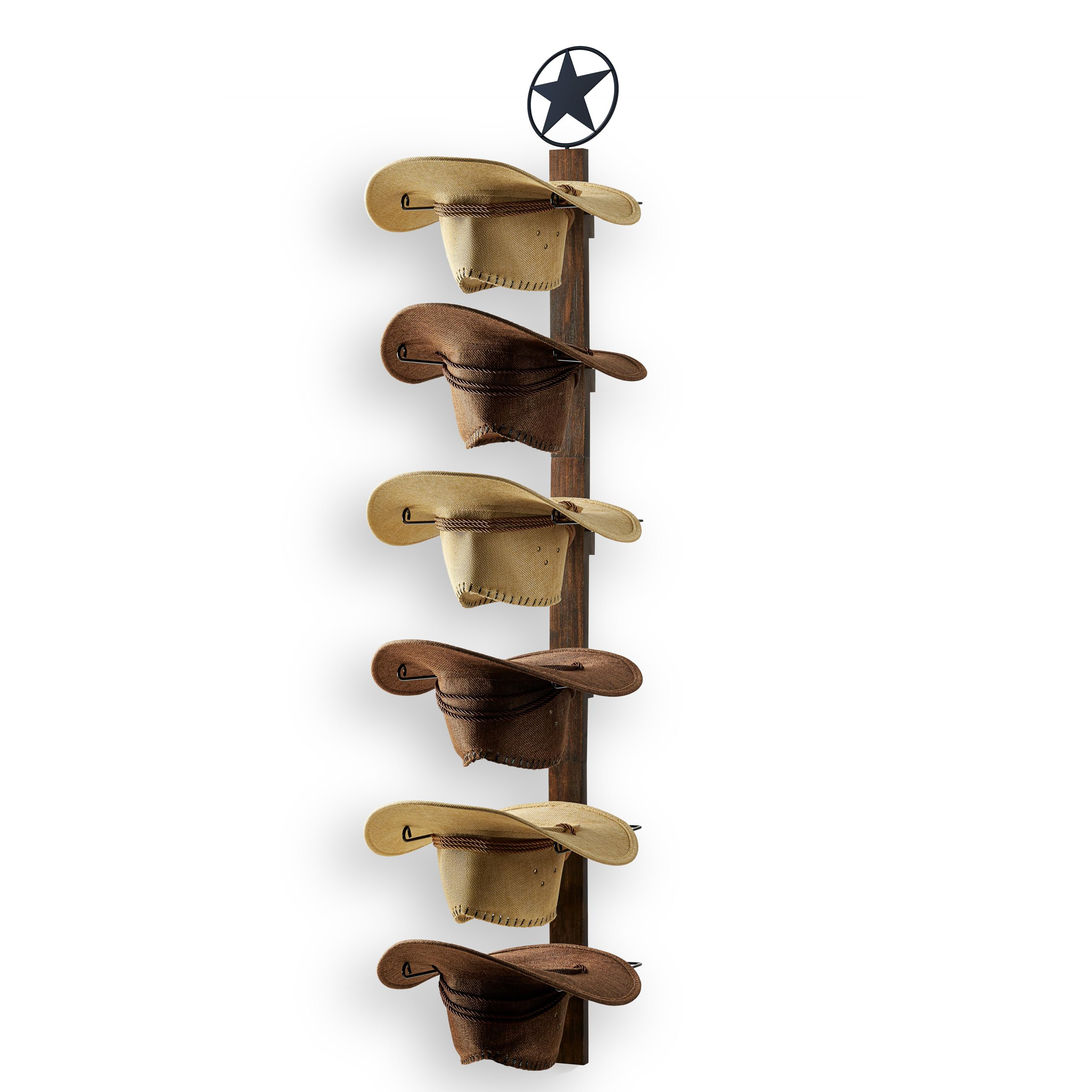 17 Stories 6-Piece Western Hat Rack With Natural Wood Board, Cowboy Hat ...