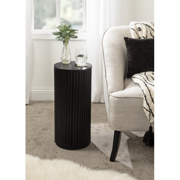 Latitude Run® Round Ribbed Wood Drink Table & Reviews | Wayfair