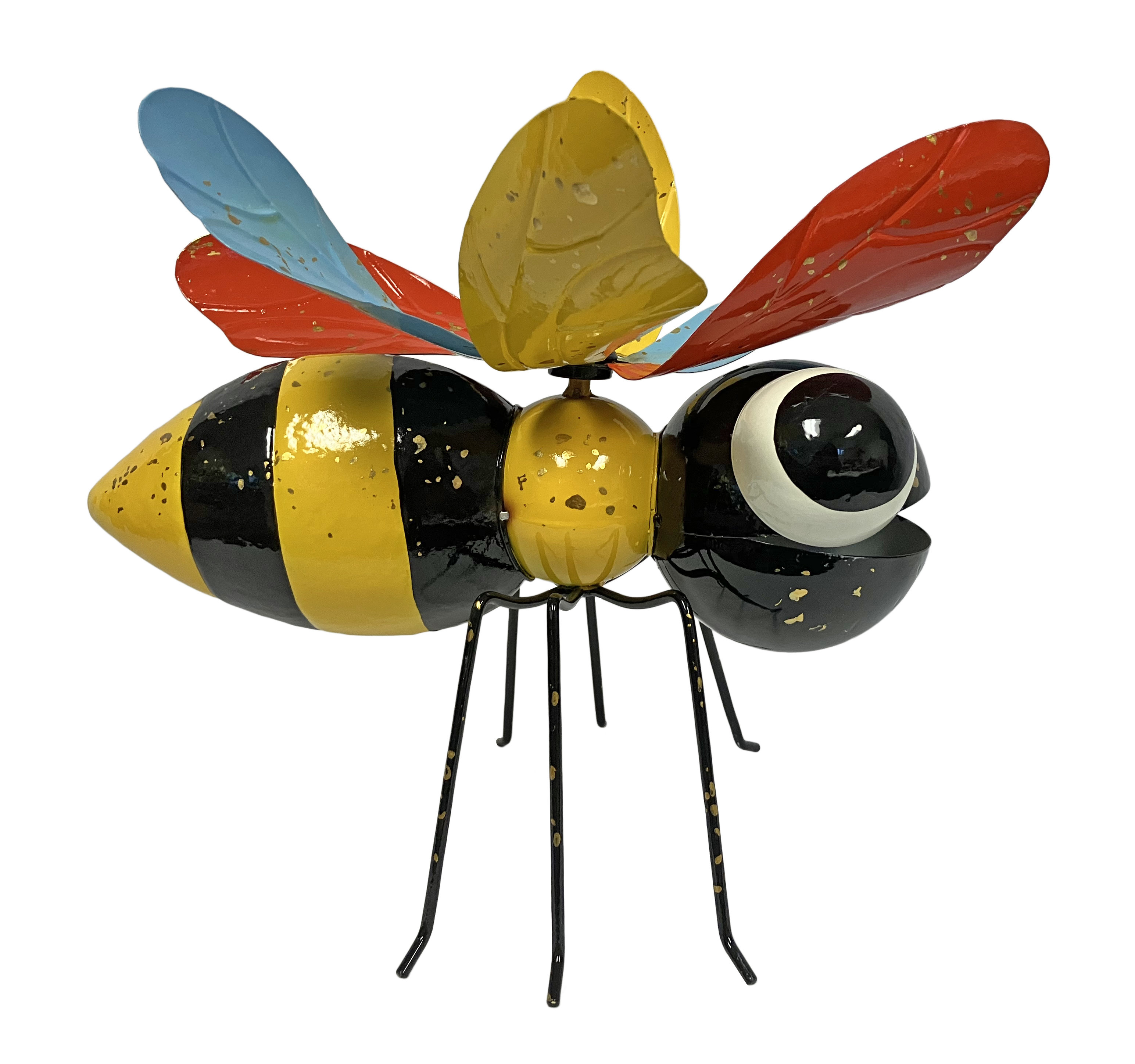 August Grove Metal Bumble Bee Outdoor Wind Sculpture Yard Ornament ...