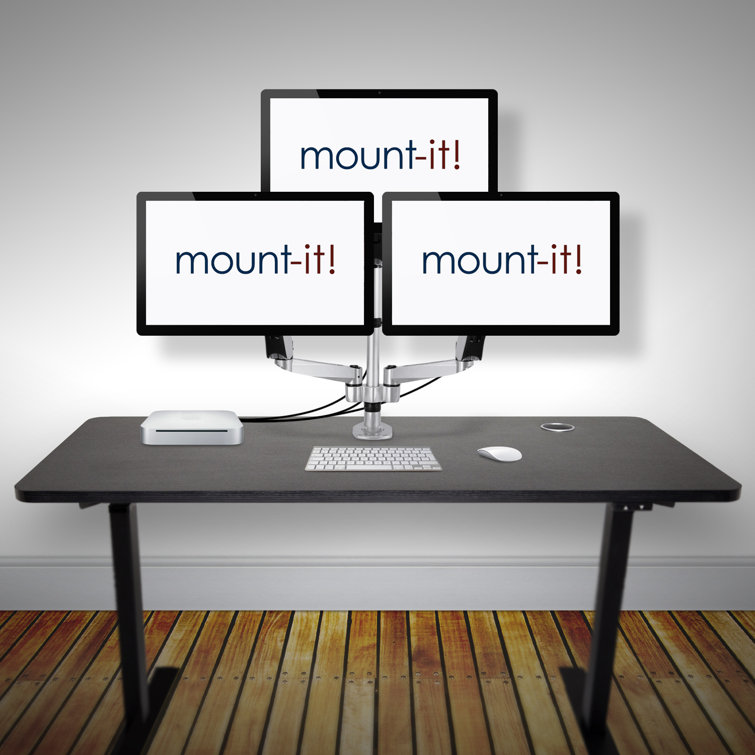 Mount-It Height Adjustable Full Motion Triple Pyramid Monitor Desk ...