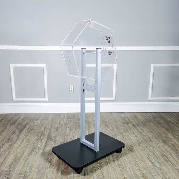 Ebern Designs Acrylic Raffle Drum with Wheels, Floorstanding - Clear ...