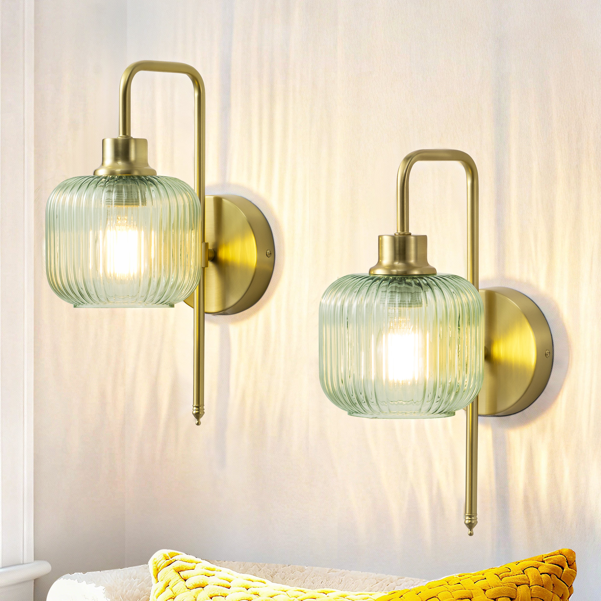 Ebern Designs Plug-In/Hardwired Armed Sconce Iron Wall Sconces With ...