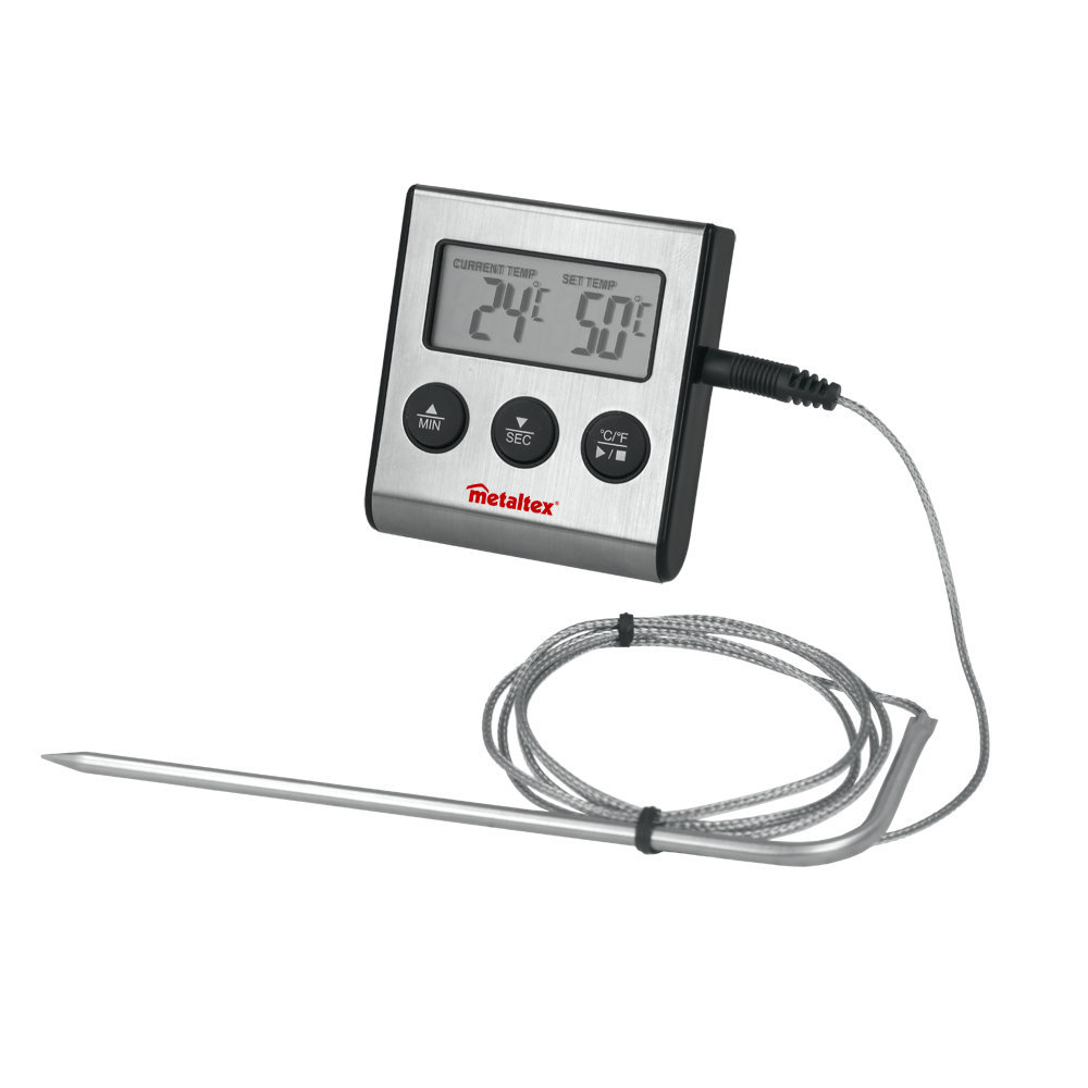 Metaltex Digital Roasting Thermometer with Timer and Cable Probe ...