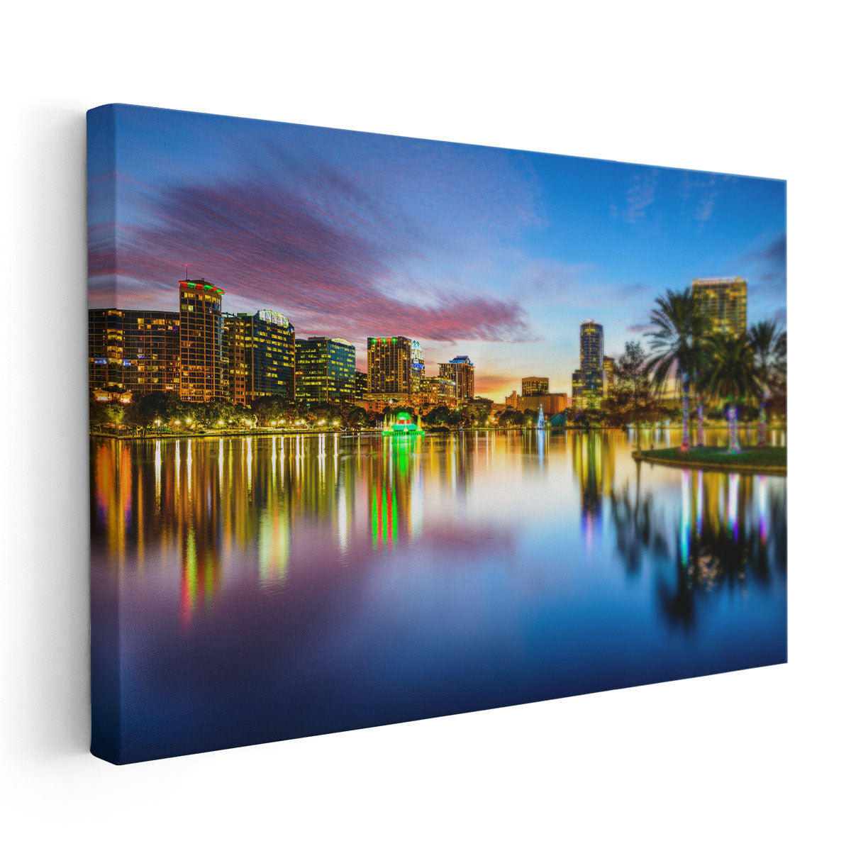 Ivy Bronx Orlando, Florida Downtown City Skyline On Eola Lake - Canvas ...