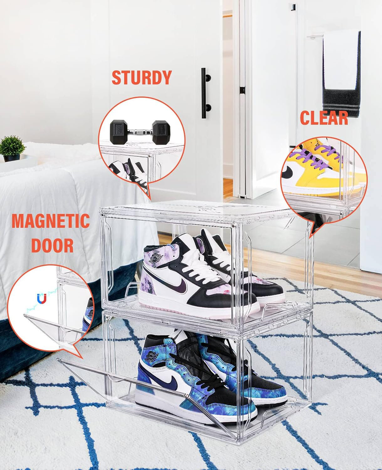 Rebrilliant Clear Plastic Stackable Shoe Storage Boxes With Magnetic ...