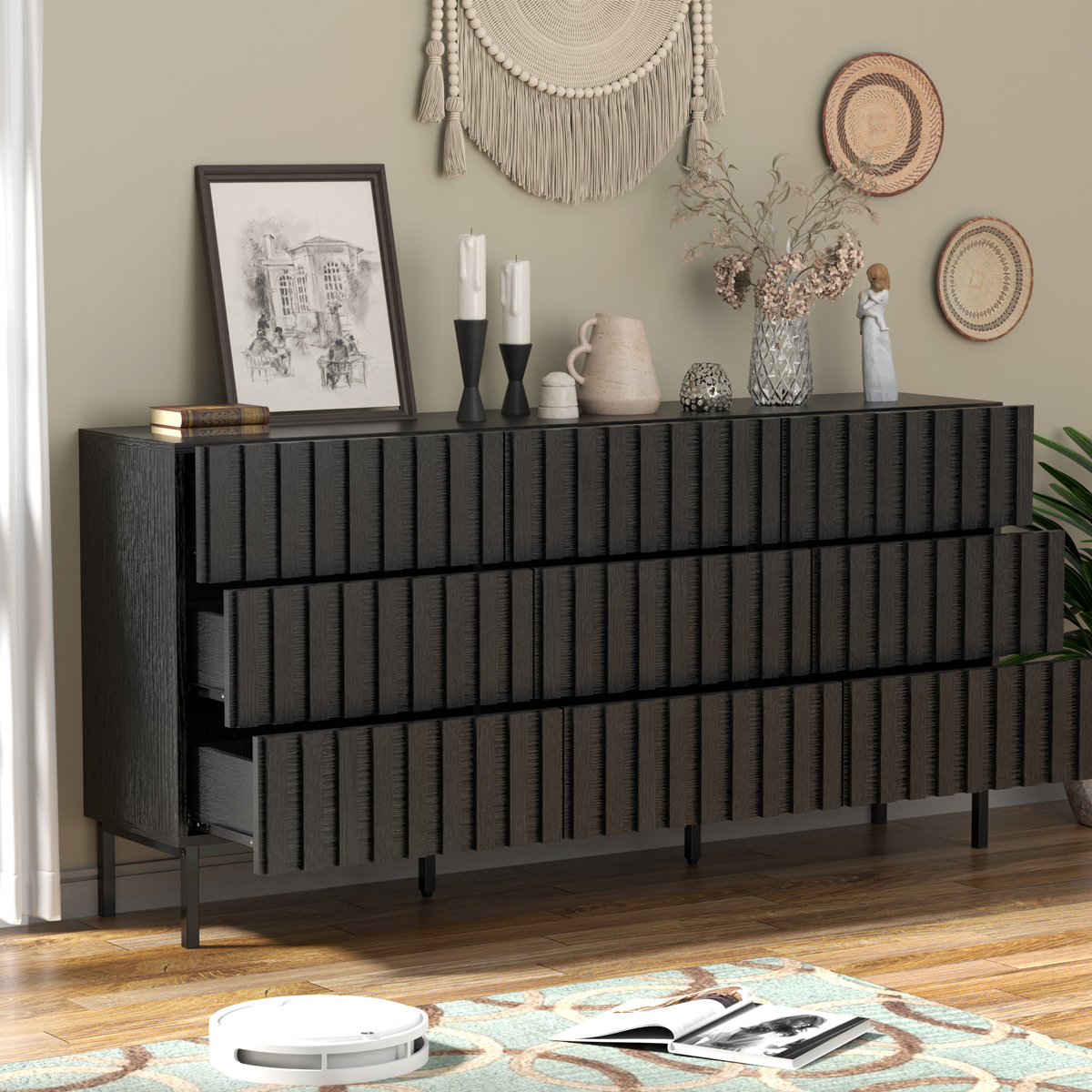Latitude Run® Sevyn 9 - Drawer 59.1 " W Dresser & Reviews | Wayfair