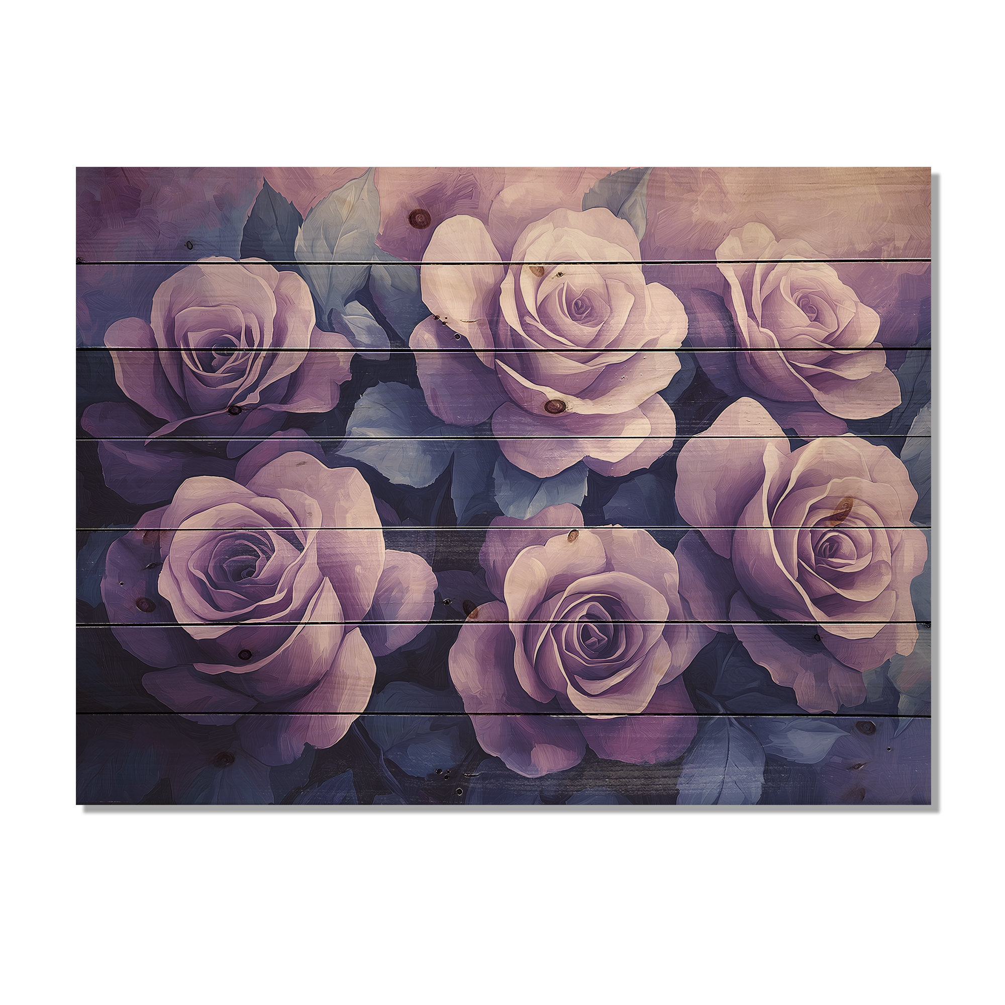 Ophelia & Co. Purple Twilight Glow Of Rose Love Bloom - Roses Wood Wall ...