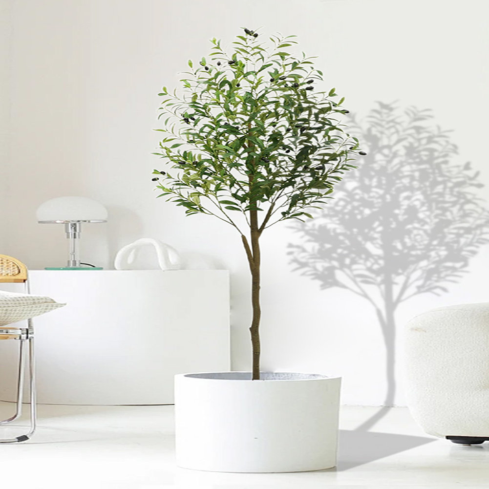 Primrue 5.9ft Artificial Olive Tree, Faux Potted Olive Tree With ...