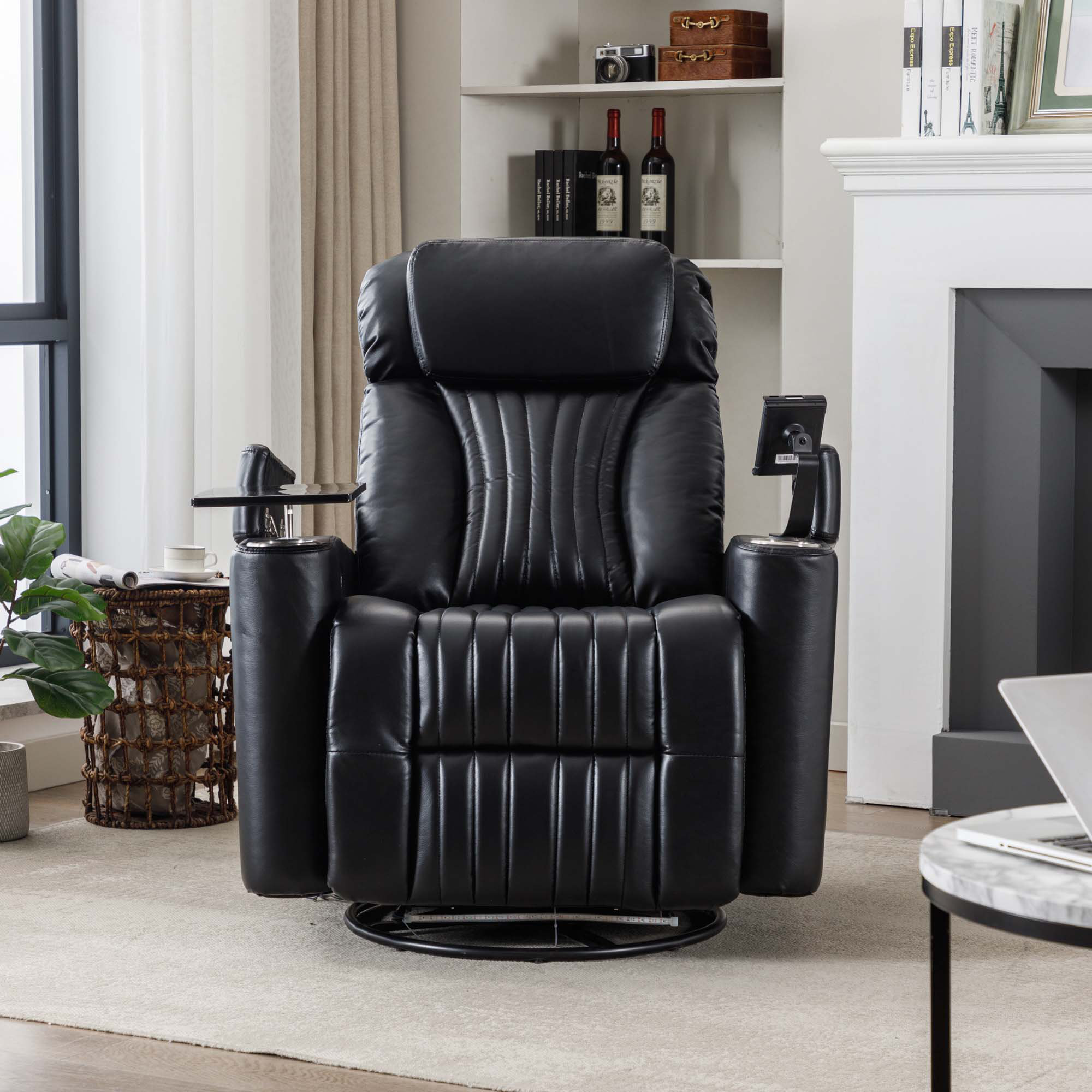 Ebern Designs Fauteuil inclinable pivotant à 270 ° avec rangement pour ...