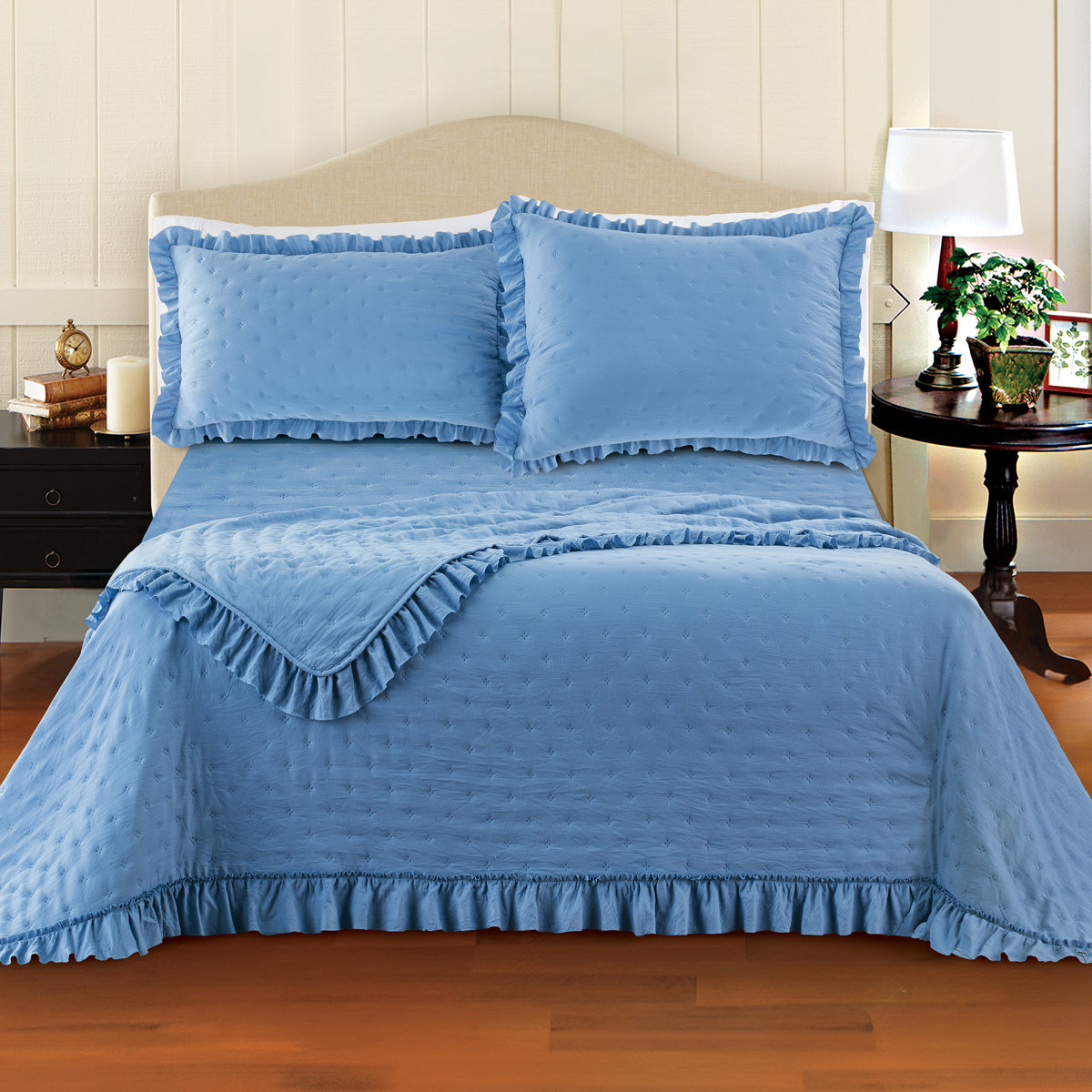 Winston Brands Textured Design Ruffled Border Solid Color Quilt | Wayfair