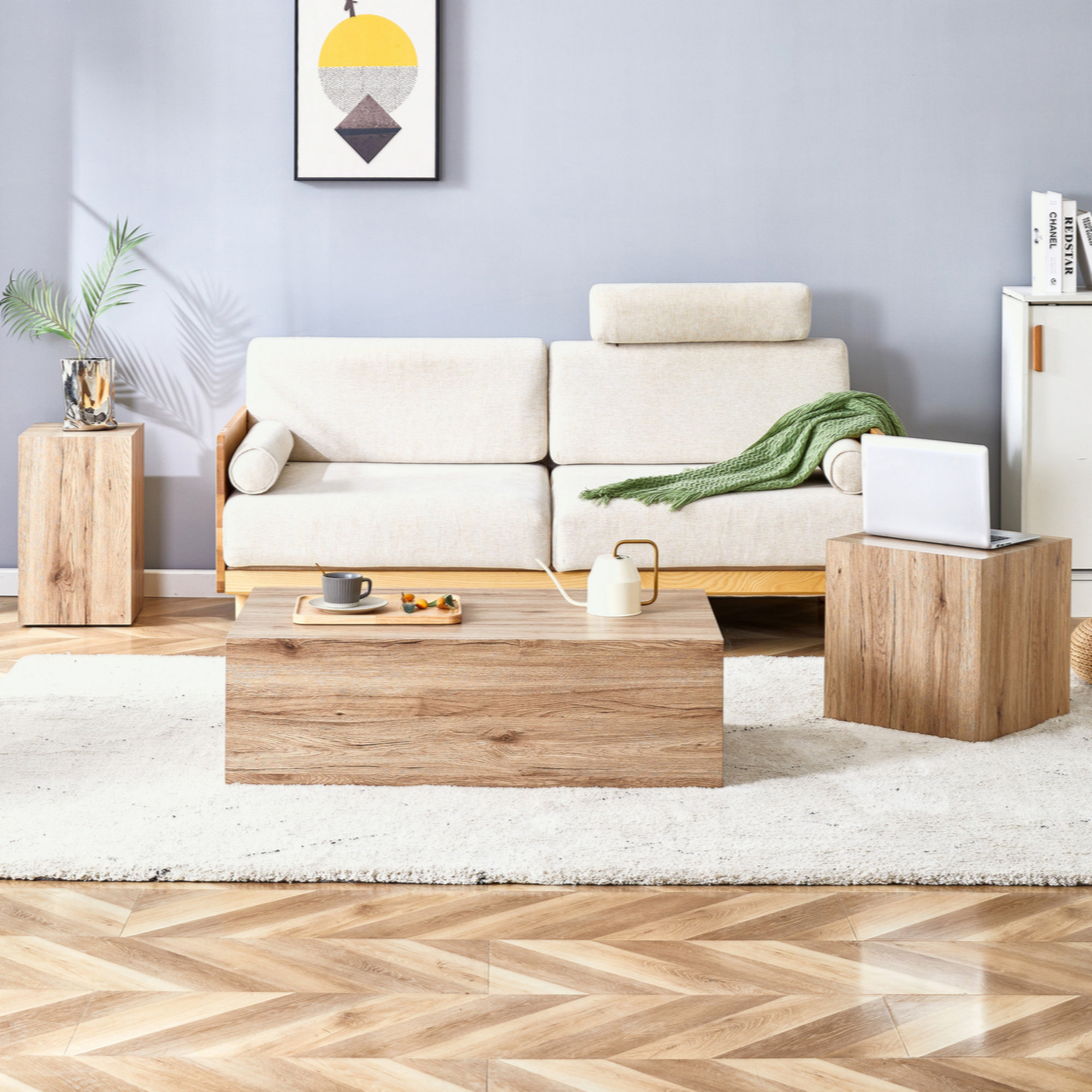 Gracie Oaks Modern Three-Piece Coffee Table.Elevate Your Living Space ...