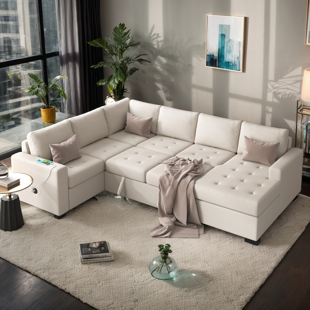 Latitude Run® Weger Sectional Sleeper Sofa 108 inch Oversized Chenille ...