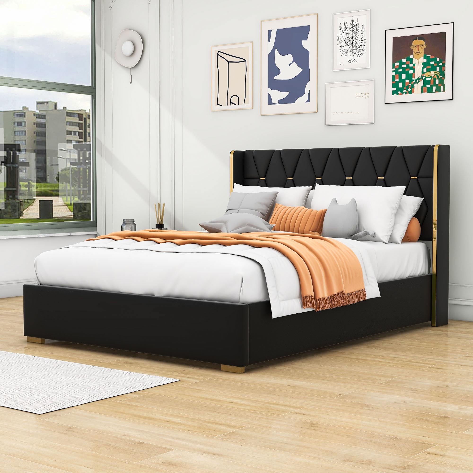 Mercer41 Lit plateforme en cuir Keylyn - Wayfair Canada