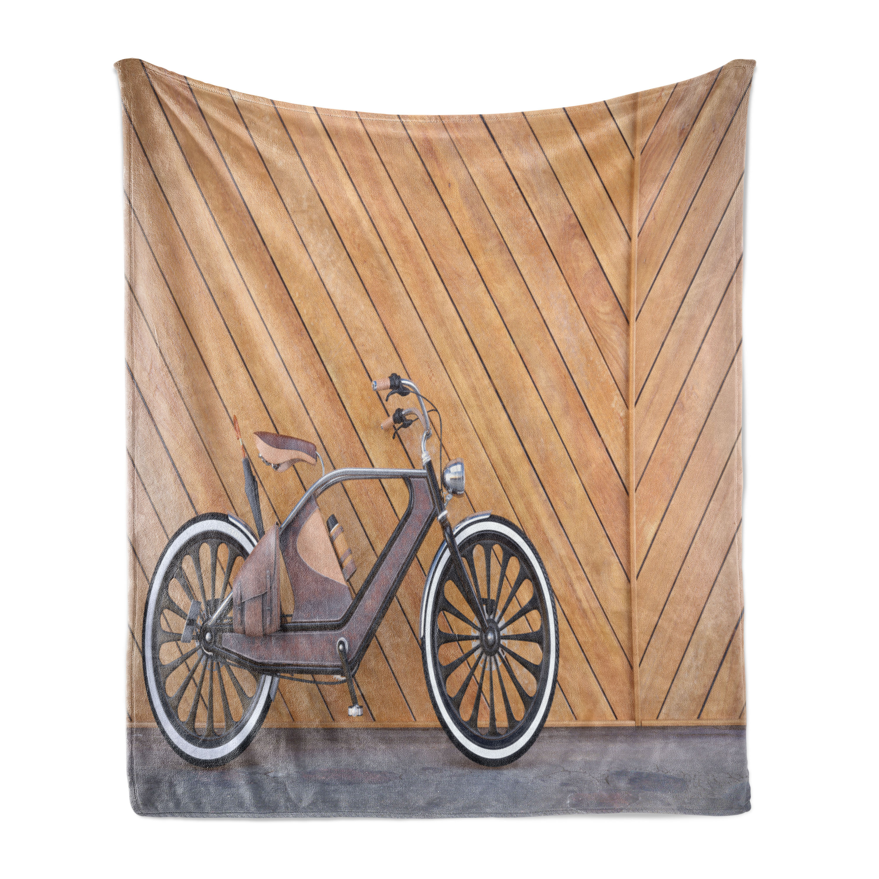 Ambesonne Steampunk Fleece Throw Blanket Vintage Bicycle Wall Sand ...