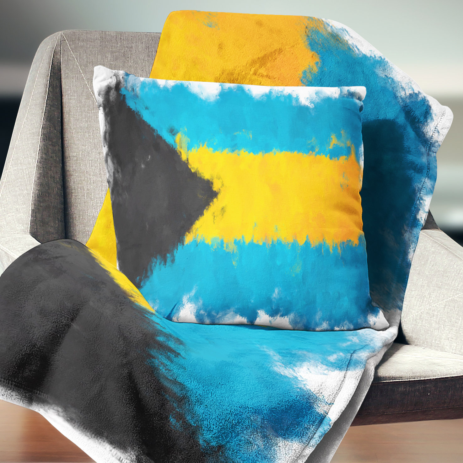 Design Art Bahamas Flag - Maps & Flags Printed Throw Pillow | Wayfair